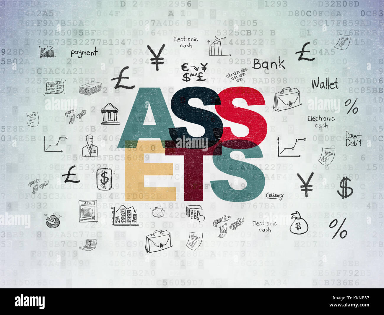 Banking concept: Assets on Digital Data Paper background Stock Photo ...