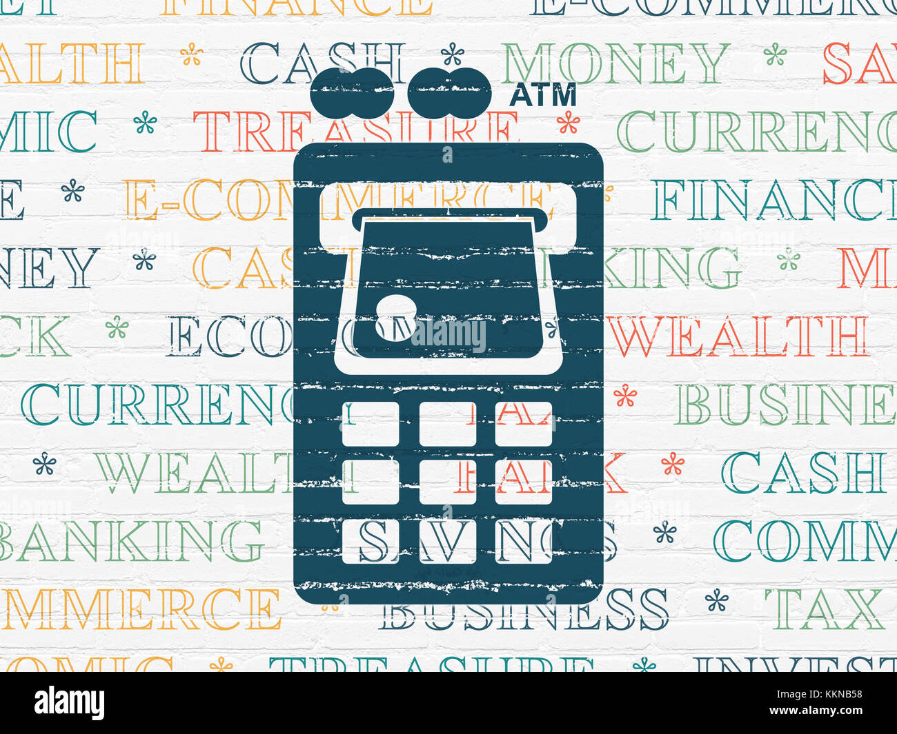 Banking concept: ATM Machine on wall background Stock Photo - Alamy