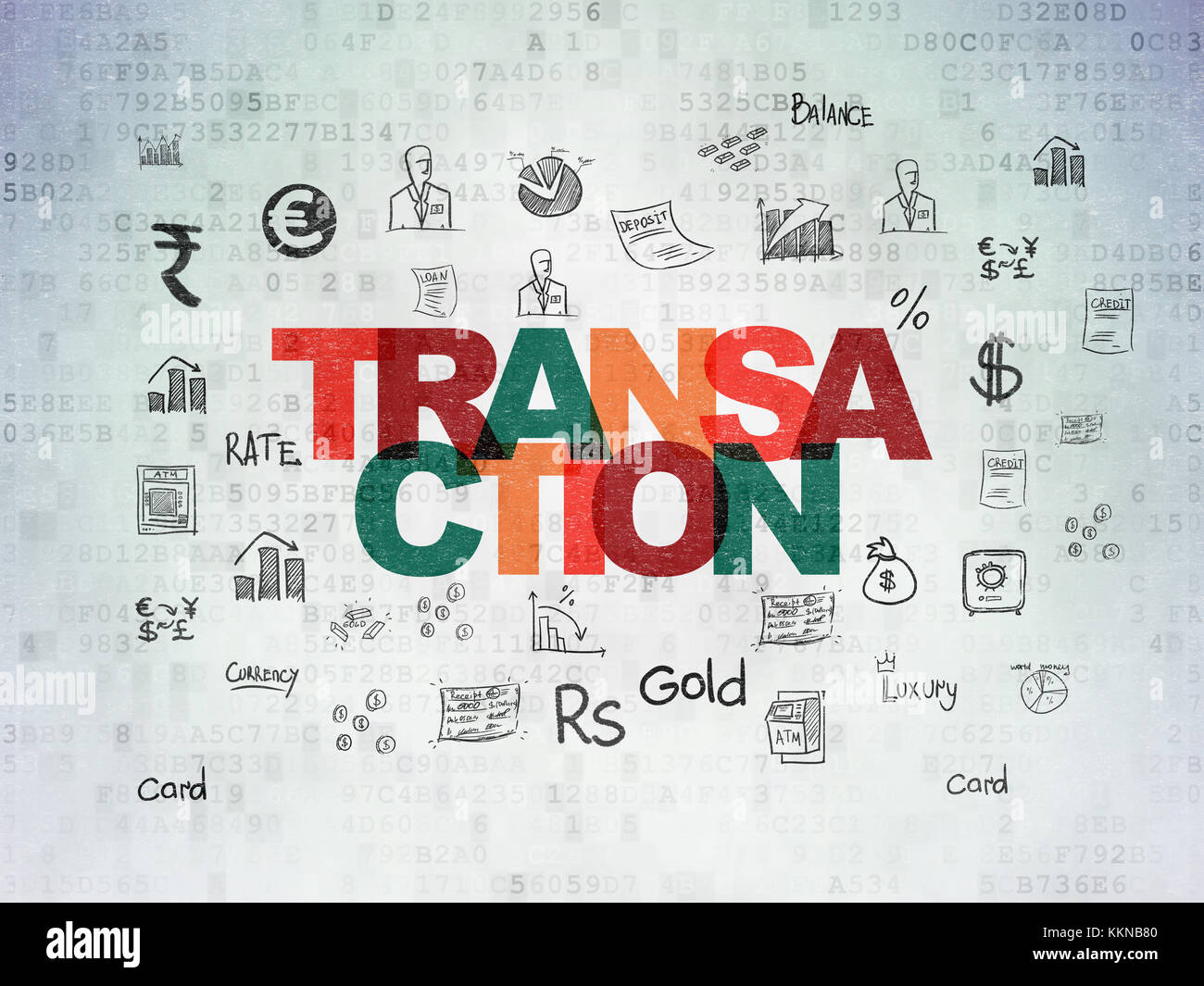 Currency concept: Transaction on Digital Data Paper background Stock ...