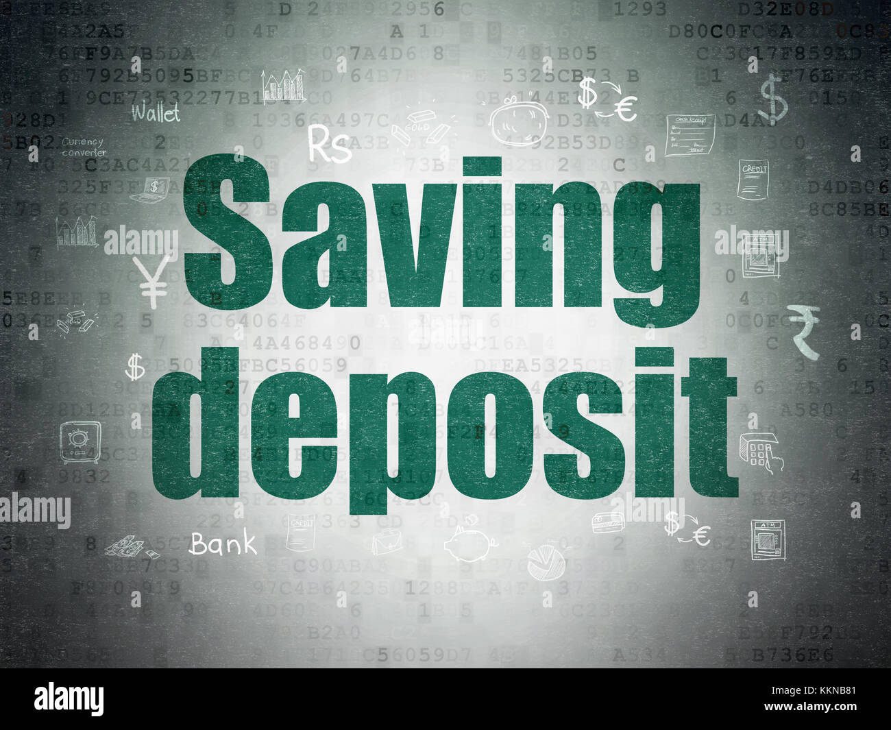 Money concept: Saving Deposit on Digital Data Paper background Stock ...