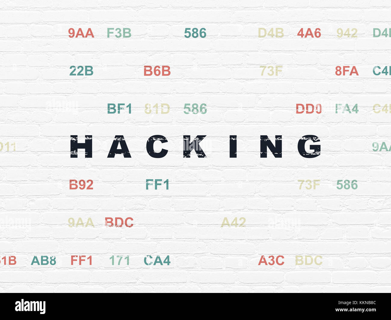 Safety concept: Hacking on wall background Stock Photo - Alamy