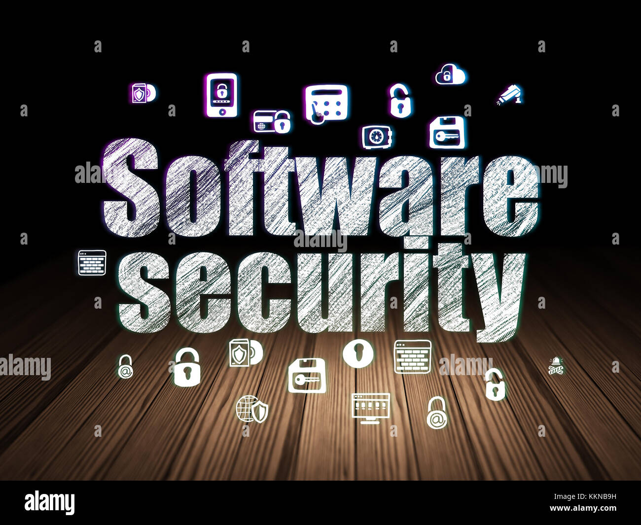Security concept: Software Security in grunge dark room Stock Photo - Alamy