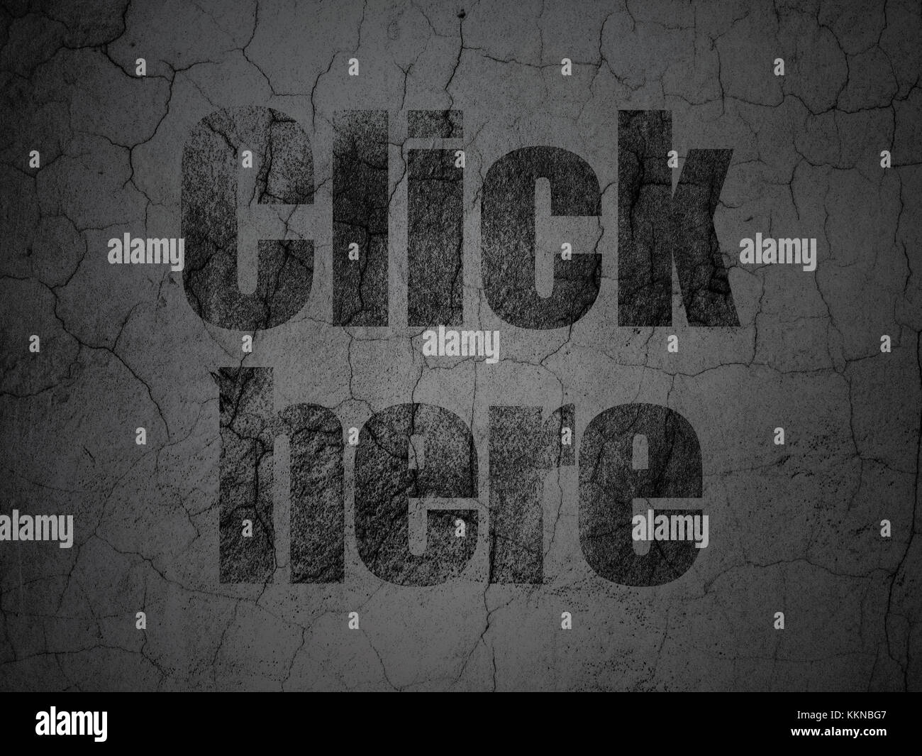 Web development concept: Click Here on grunge wall background Stock ...