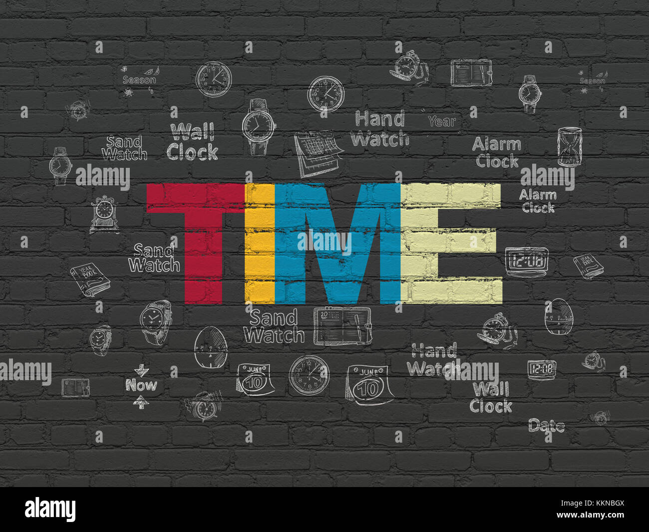 Timeline concept: Time on wall background Stock Photo - Alamy