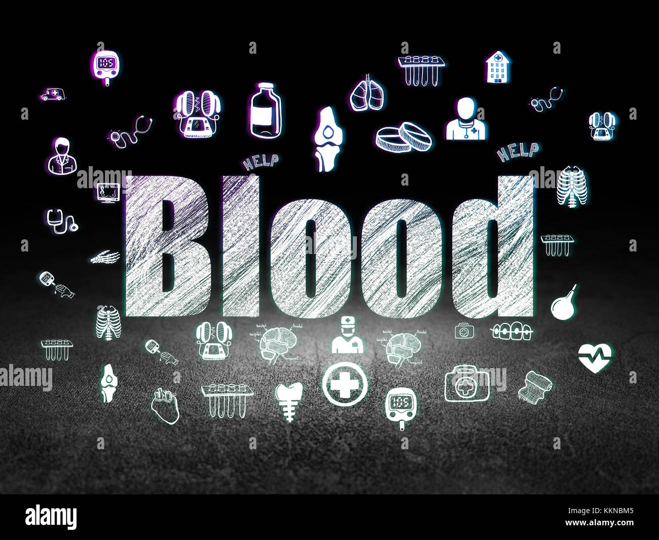 Medicine concept: Blood in grunge dark room Stock Photo - Alamy