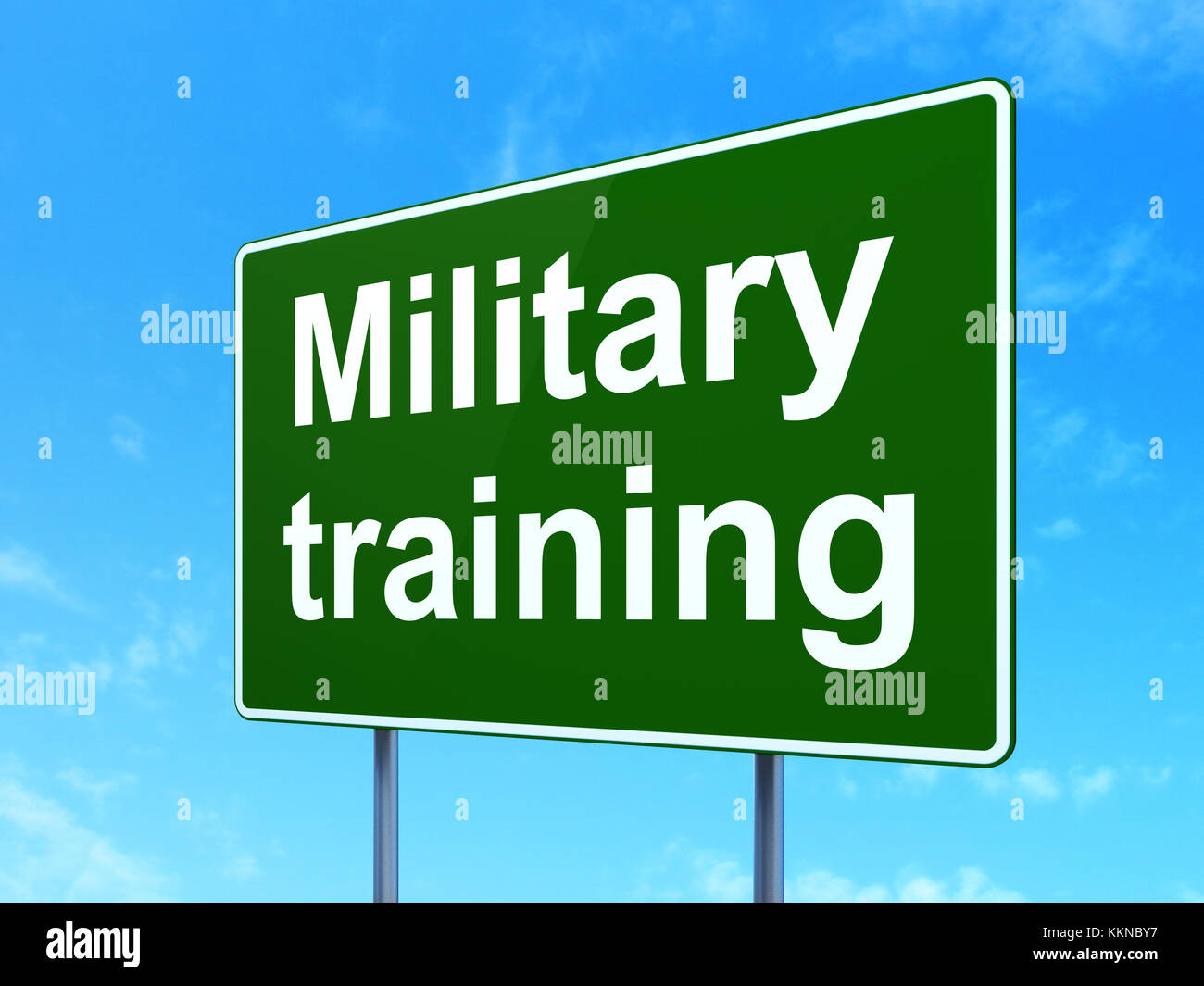 Education concept: Military Training on road sign background Stock ...