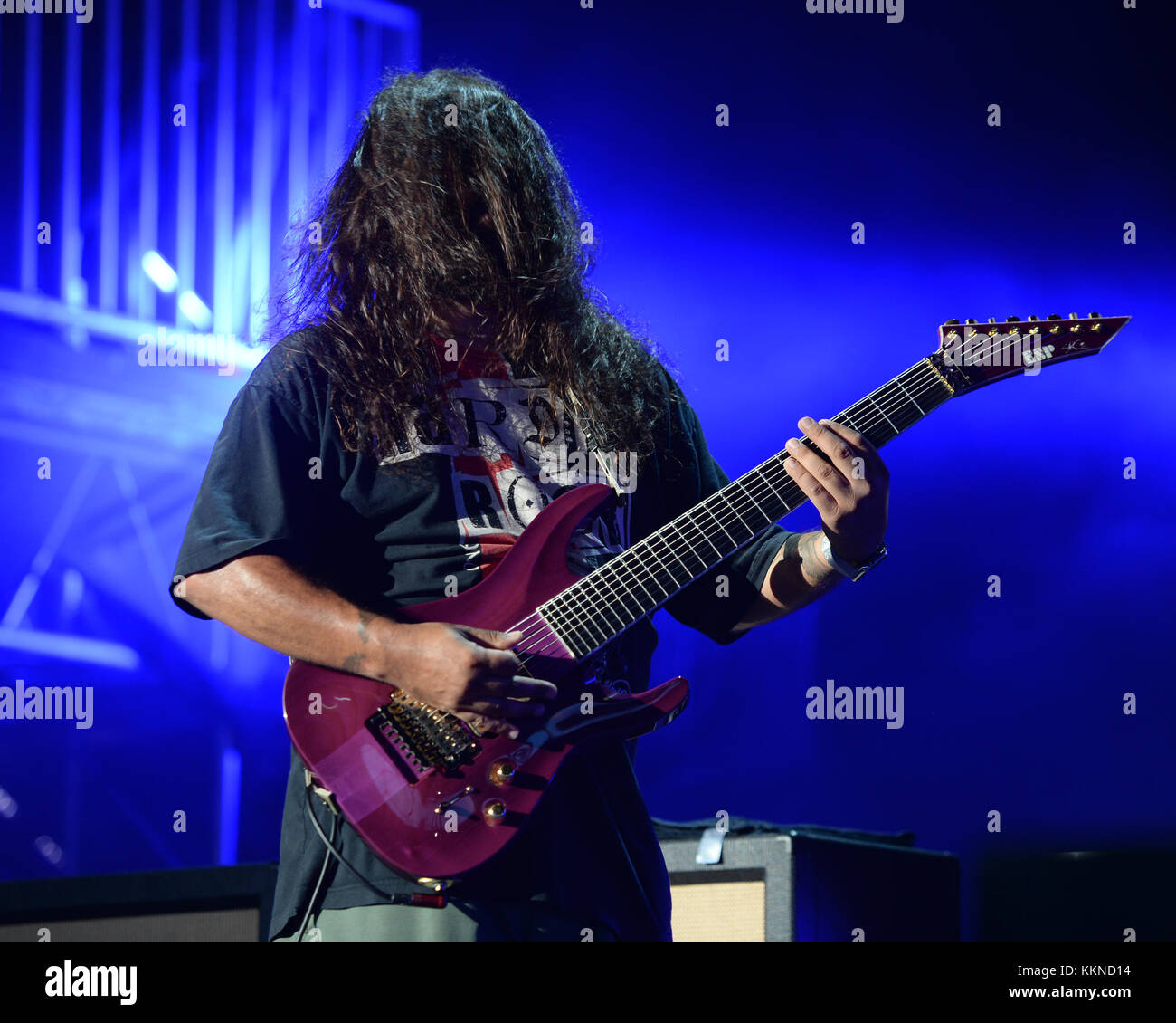 WEST PALM BEACH, FL - AUGUST 14: Stephen Carpenter of Deftones performs ...