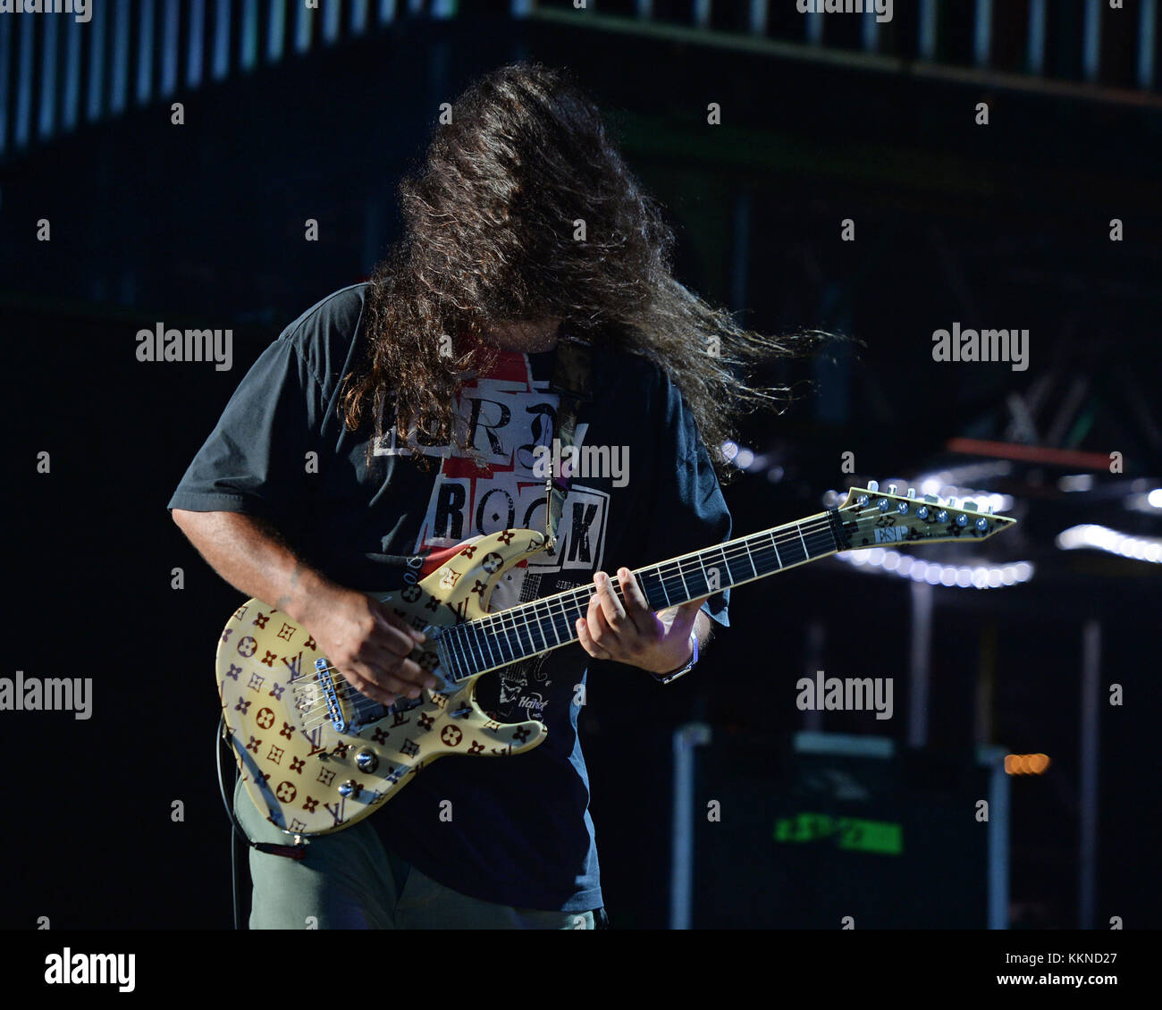 WEST PALM BEACH, FL - AUGUST 14: Stephen Carpenter of Deftones performs ...