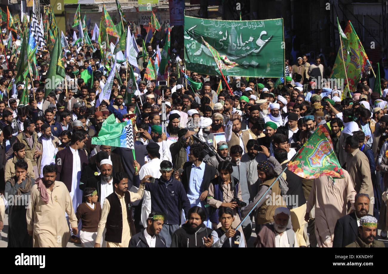 Quetta, Pakistan. 01st Dec, 2017. Pakistani Muslims participate in a ...