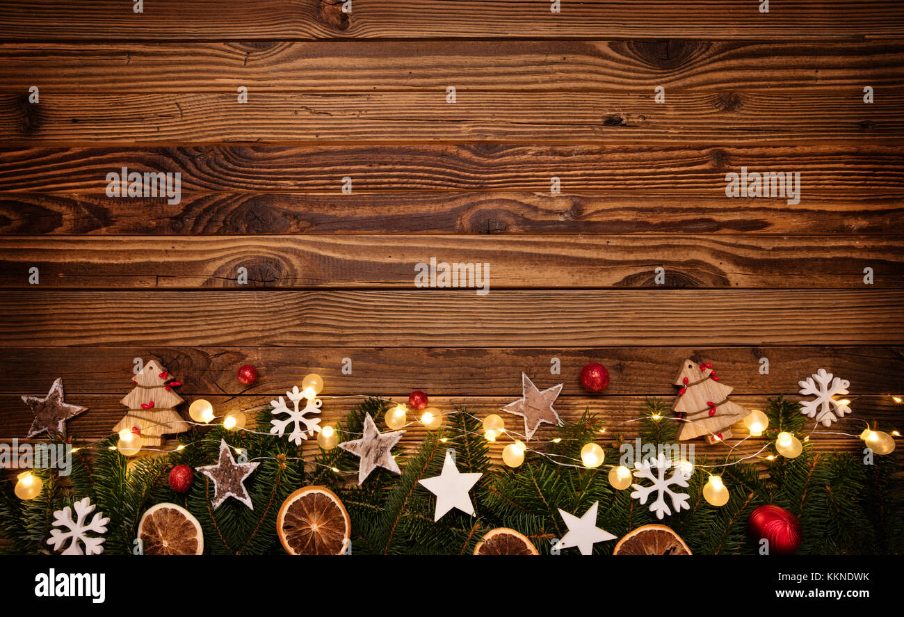 Rustic Christmas Lights Background
