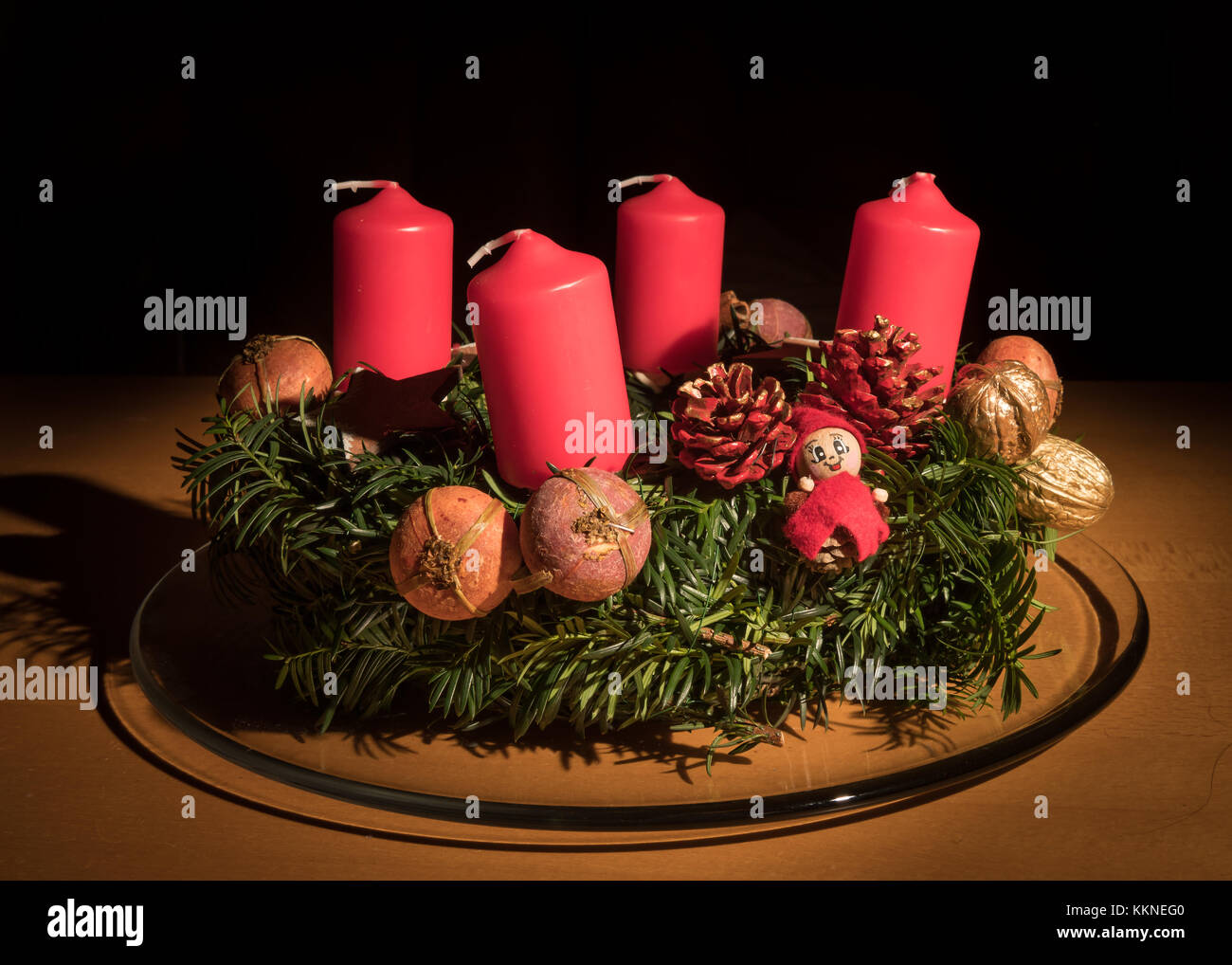 Closeup of an advent wreath with unlit candles Stock Photo - Alamy