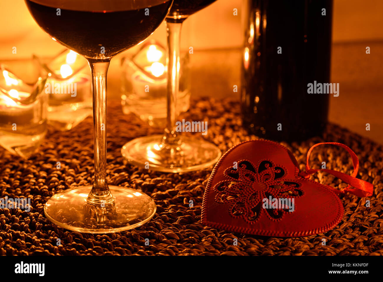Romantic background with glasses of wine and ring Stock Photo - Alamy