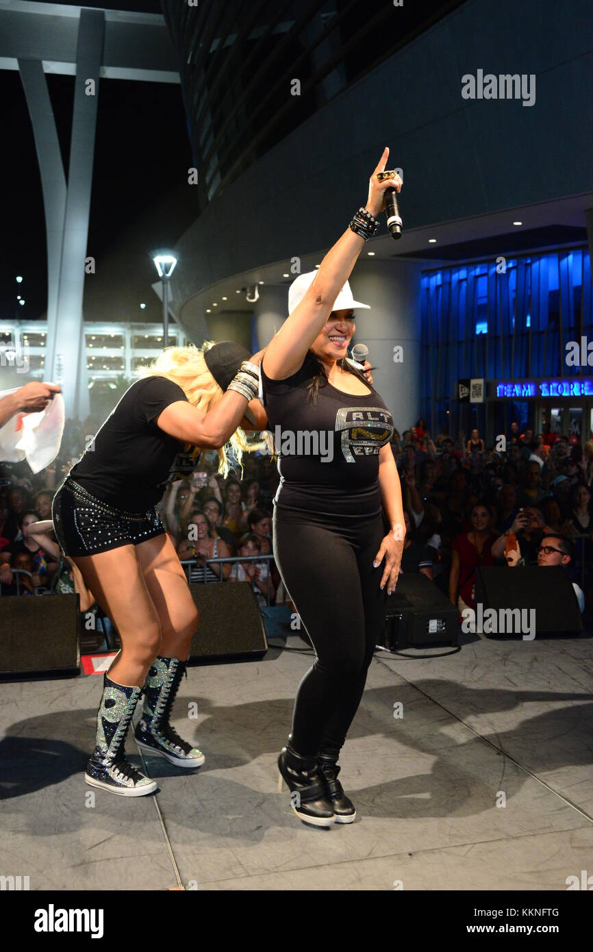 MIAMI, FL - AUGUST 01: Cheryl James ("Salt"), and Sandra Denton ("Pepa ...