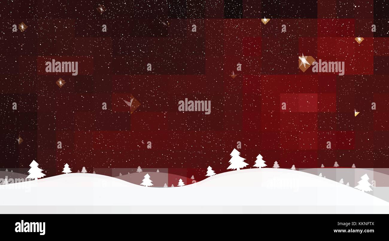 Red Christmas background with snow stars light illustration, vector ...