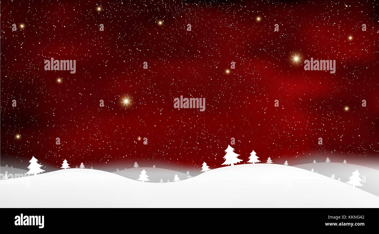 Red Christmas background with snow stars light illustration, vector ...