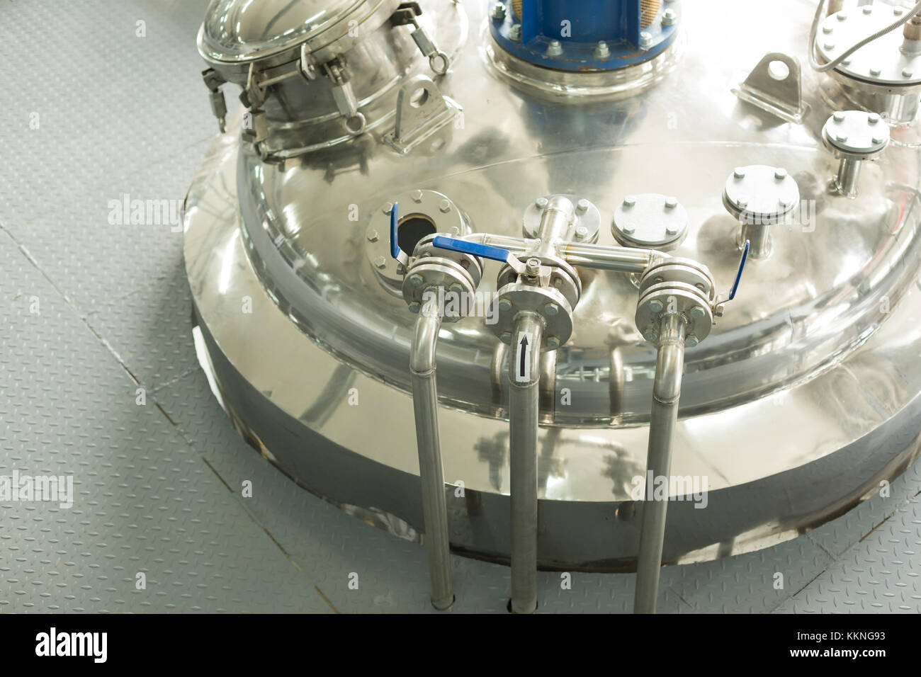 Tanks for chemical mixing on chemical plant. Concept: Manufacturing ...