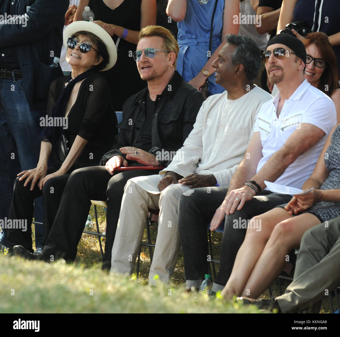 NEW YORK, NY - JULY 29: Yoko Ono, Bono, Salil Shetty and The Edge ...