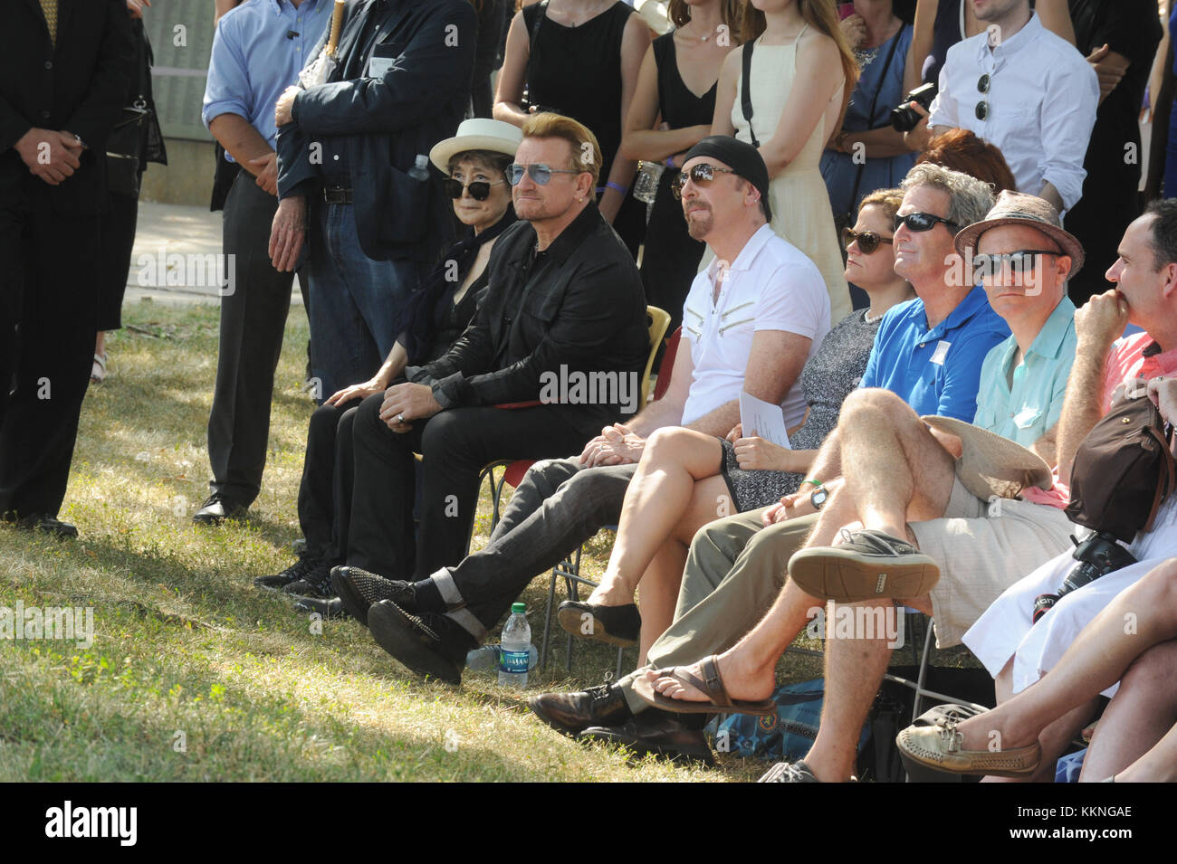 NEW YORK, NY - JULY 29: Yoko Ono, Bono, Salil Shetty and The Edge ...