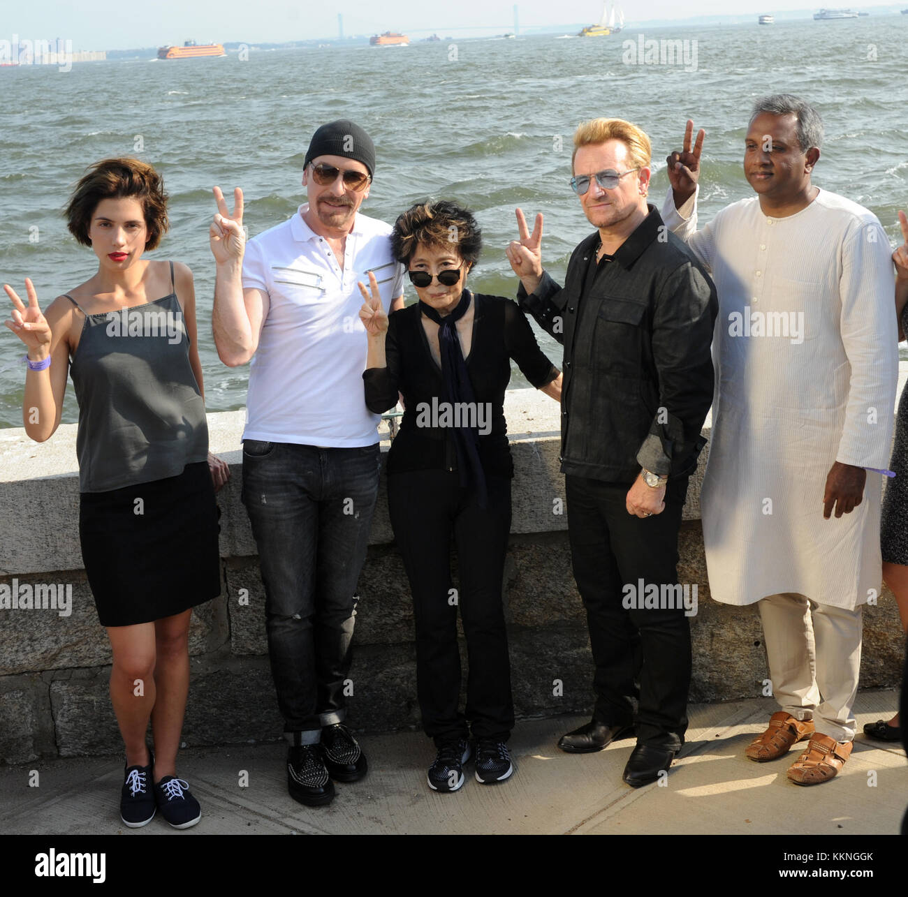 NEW YORK, NY - JULY 29: Yoko Ono, Bono, Salil Shetty and The Edge ...