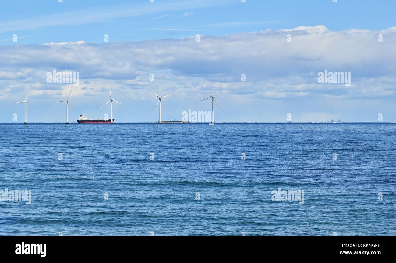 offshore wind farm in Baltic Sea off Copenhagen, Denmark Stock Photo ...