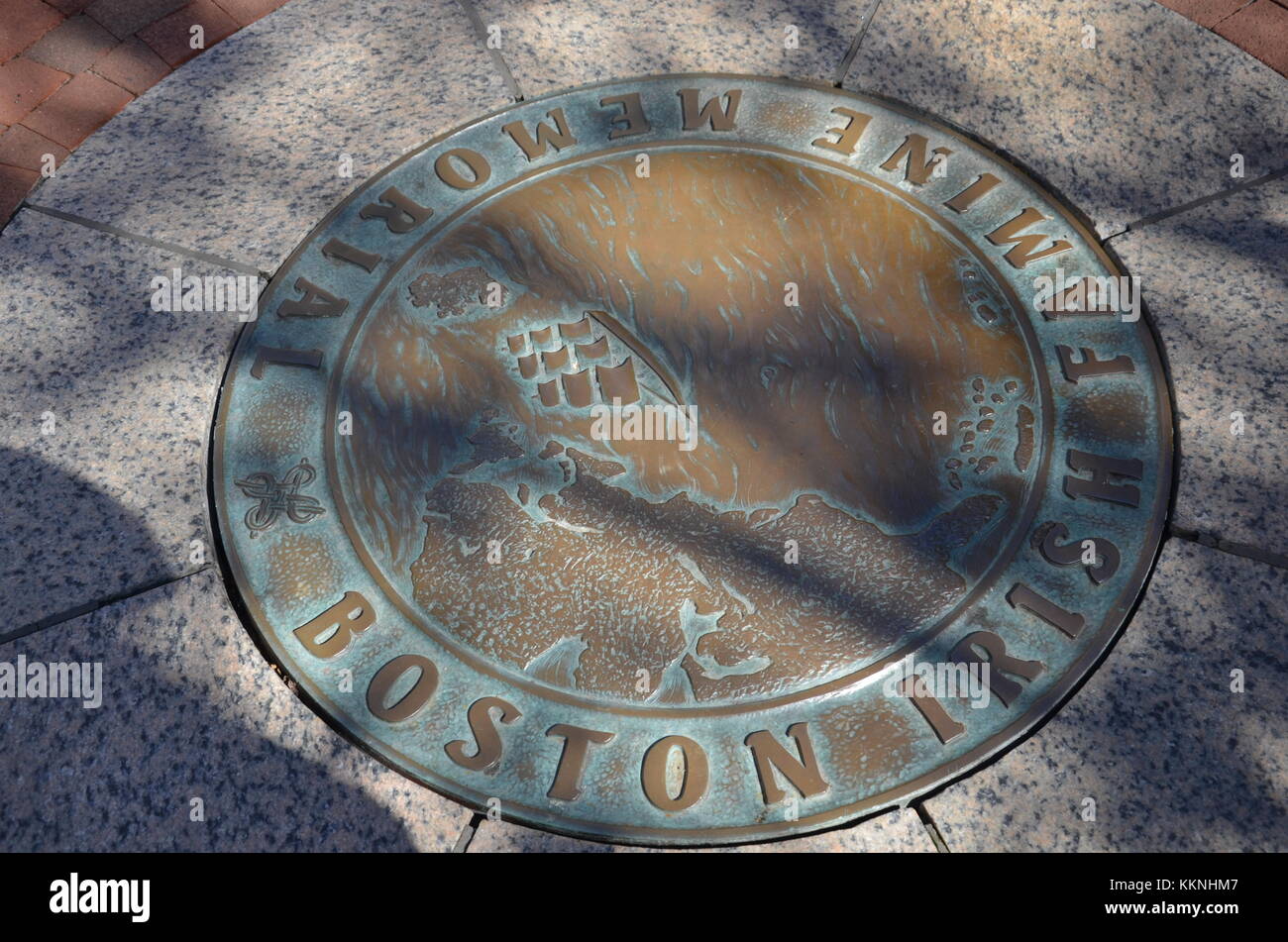 Irish Famine Memorial plaque set in street sidewalk Boston ...