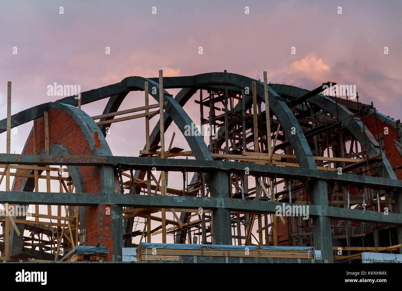 Monolithic frame construction of the building. Solid walls of concrete ...