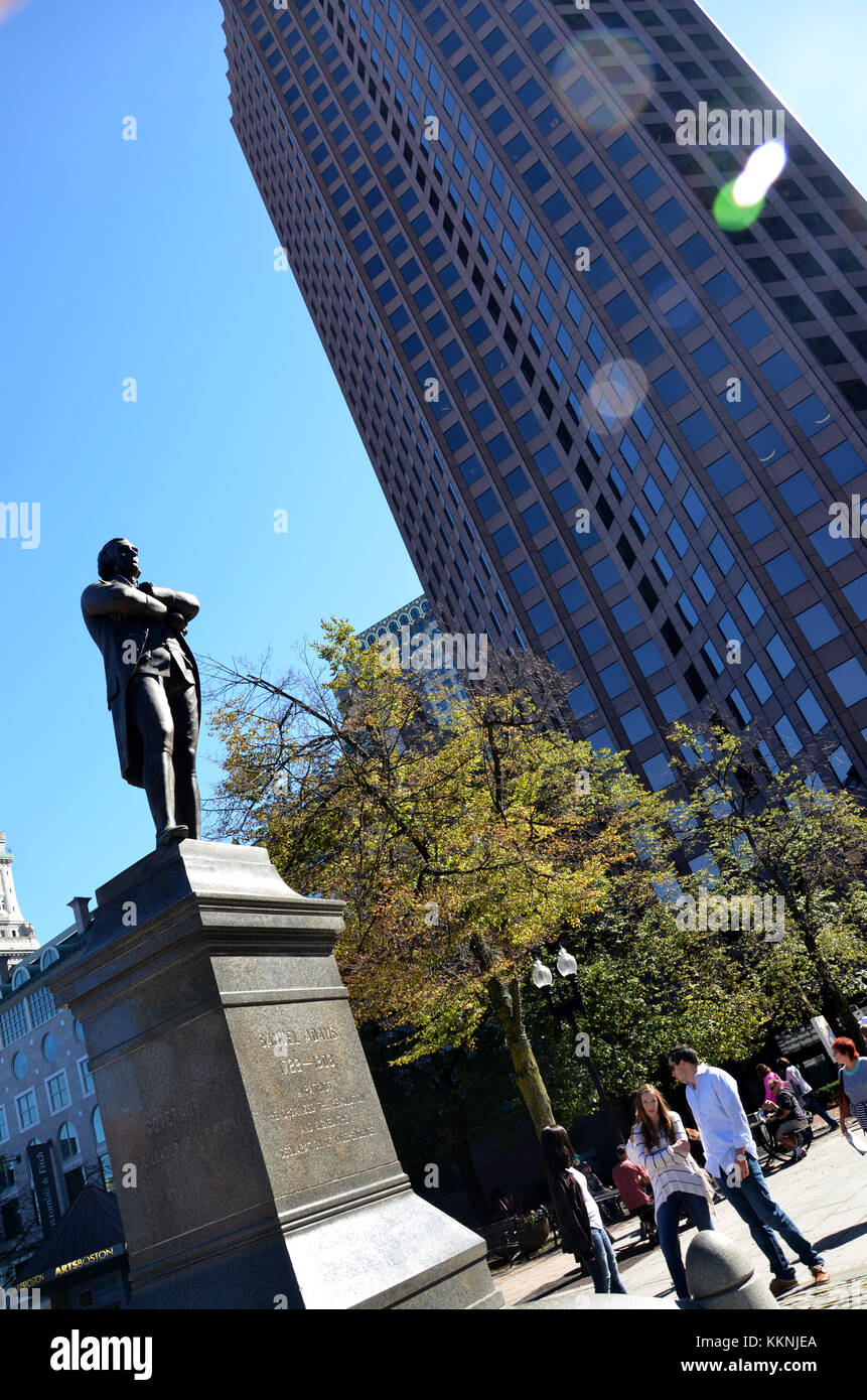 Statue of Samuel Adams in front of Faneuil Hall in Boston ...