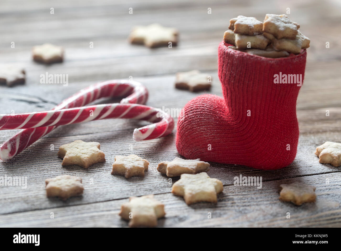 Butter cookies in the Christmas stocking Stock Photo - Alamy