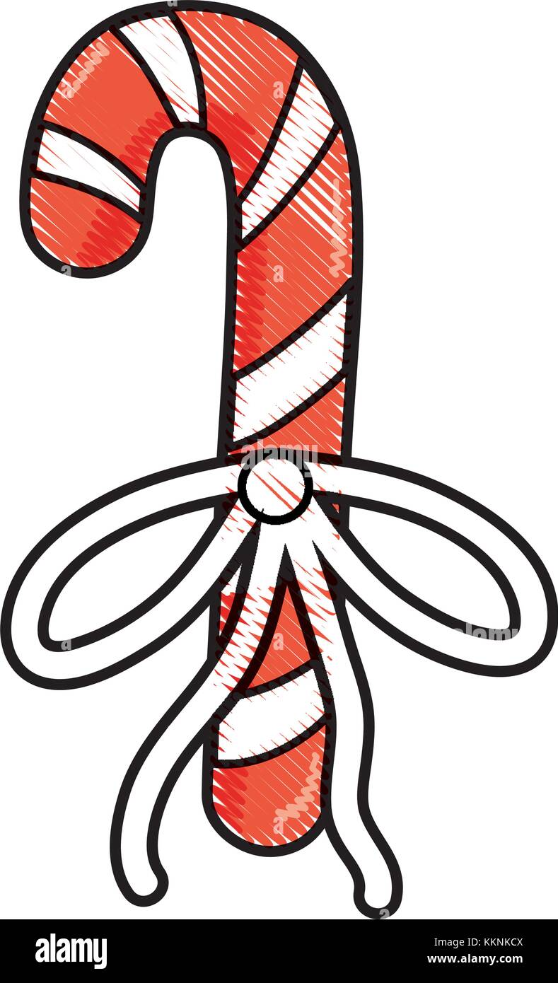 grated sweet walking stick with ribbon bow design Stock Vector Image ...
