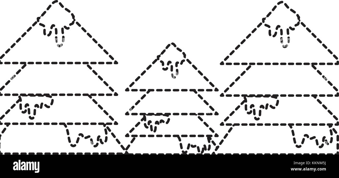 dotted shape natural pines trees with snow design Stock Vector Image ...