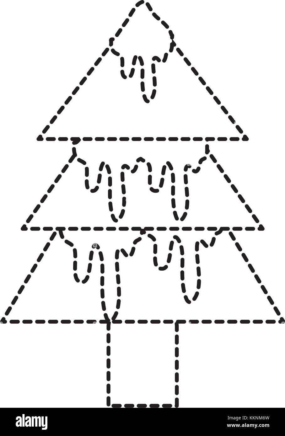 dotted shape natural pine tree with snow design Stock Vector Image ...