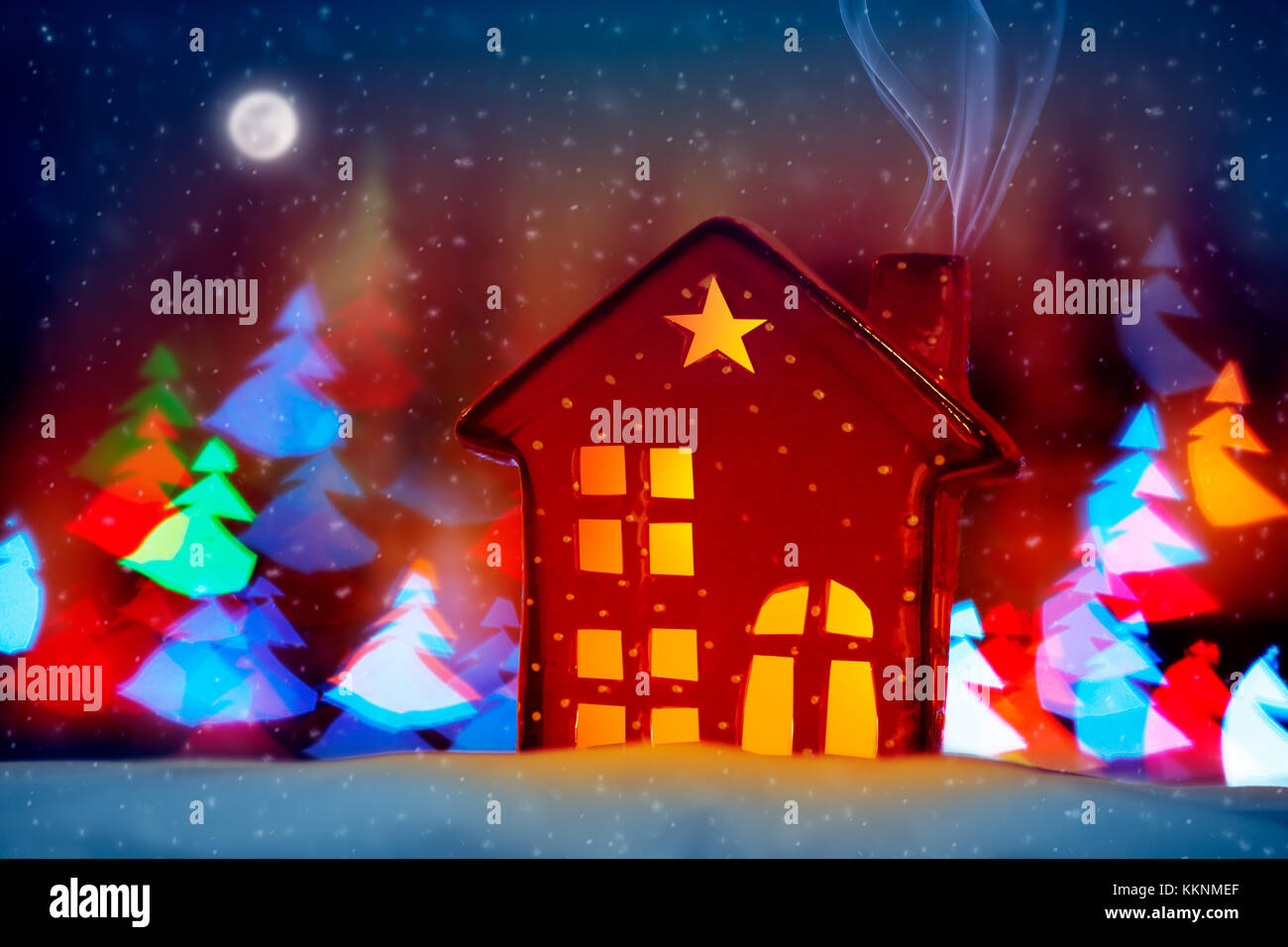 Little decorative Christmas house, beautiful festive still life, cute ...