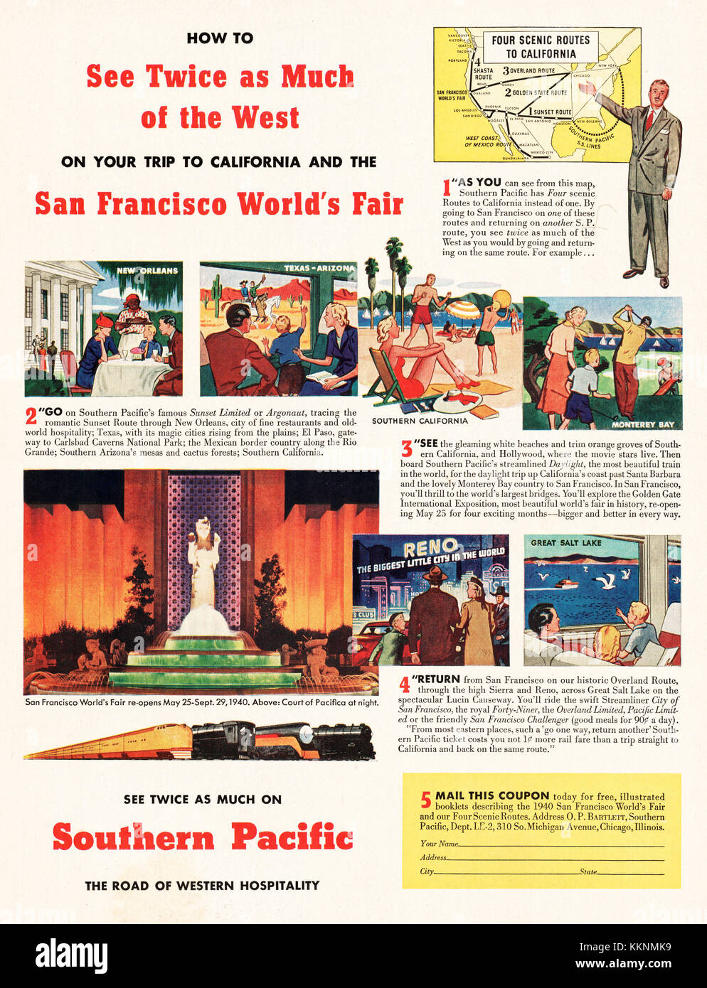 1940 U.S Magazine Southern Pacific Railroad Advert Stock Photo - Alamy