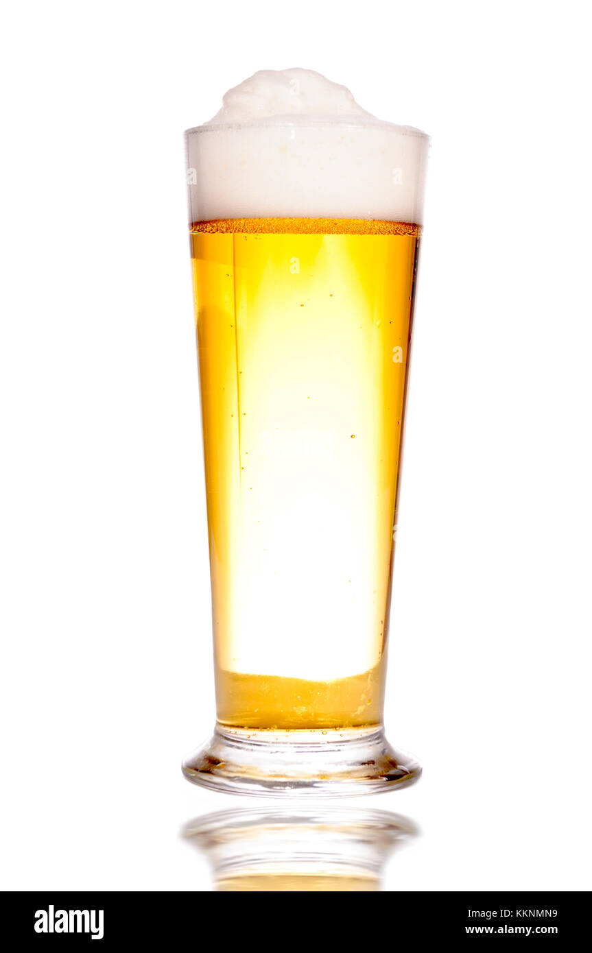 Pint of beer isolated on white background Stock Photo - Alamy