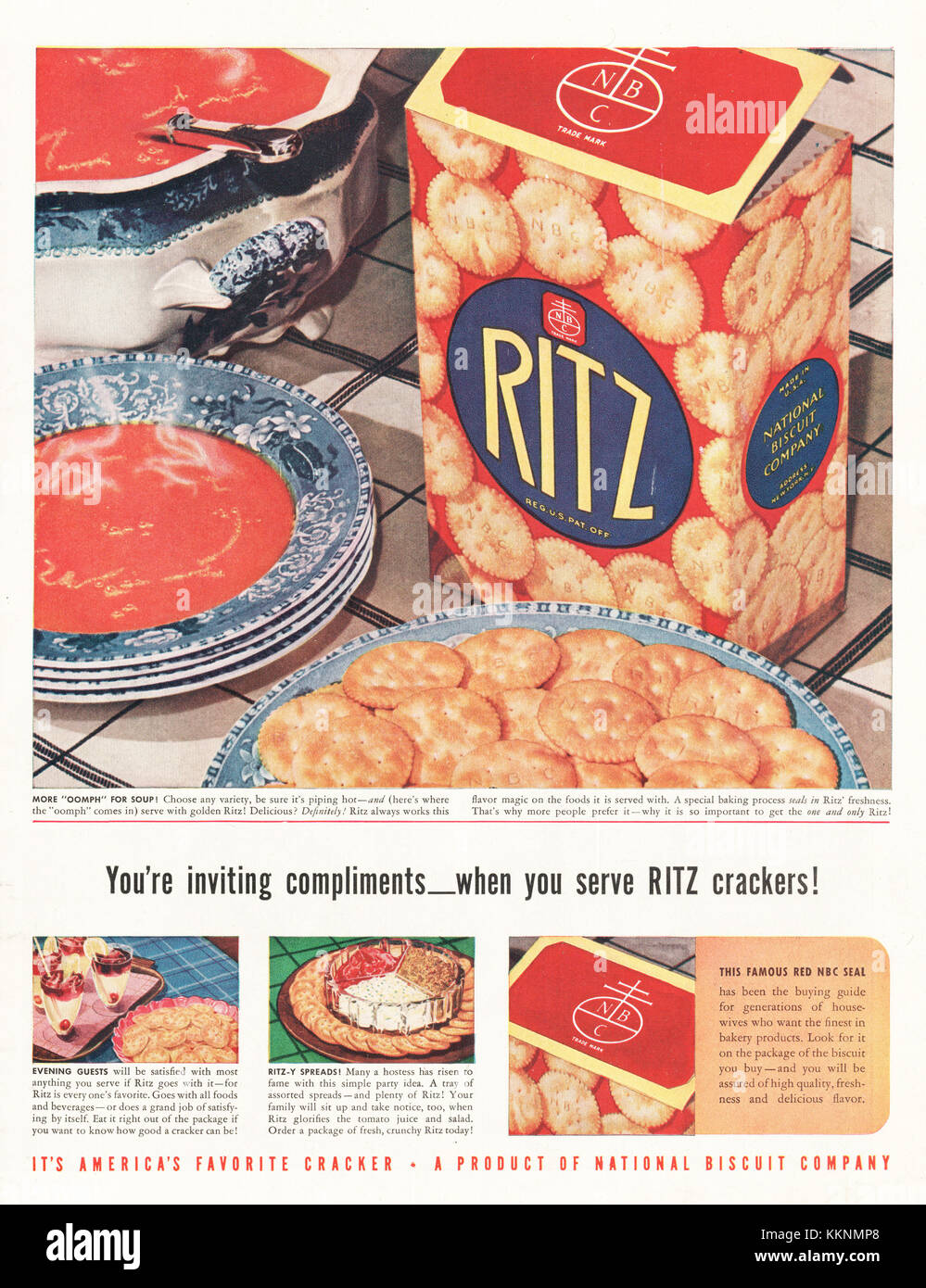 1940 U.S. Magazine Ritz Crackers Advert Stock Photo - Alamy