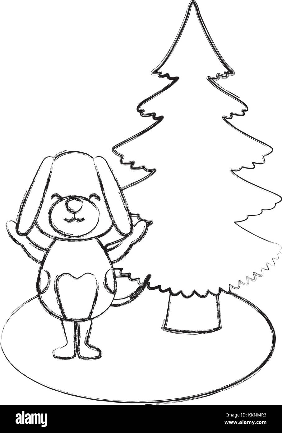 Dog with christmas tree Stock Vector Image & Art - Alamy