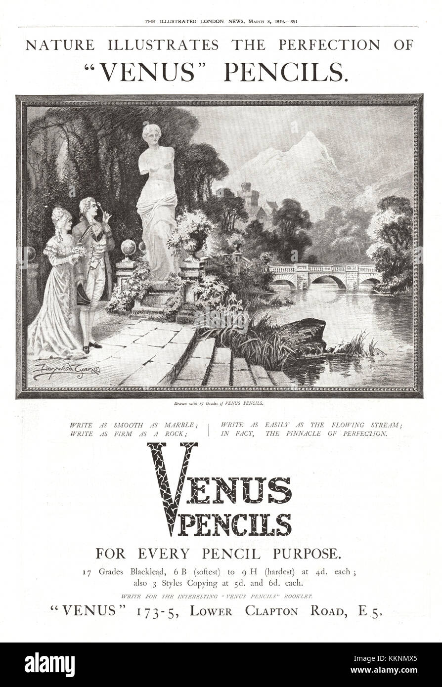 1919 UK Magazine Venus Pencils Advert Stock Photo - Alamy