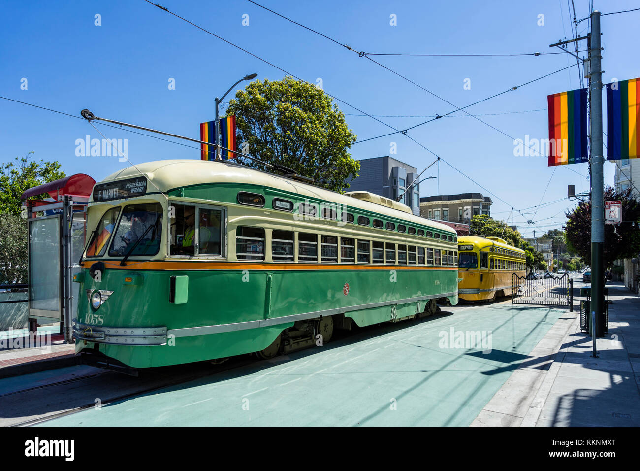 Historical TRAM, trendy district The Castro, San Francisco, California ...