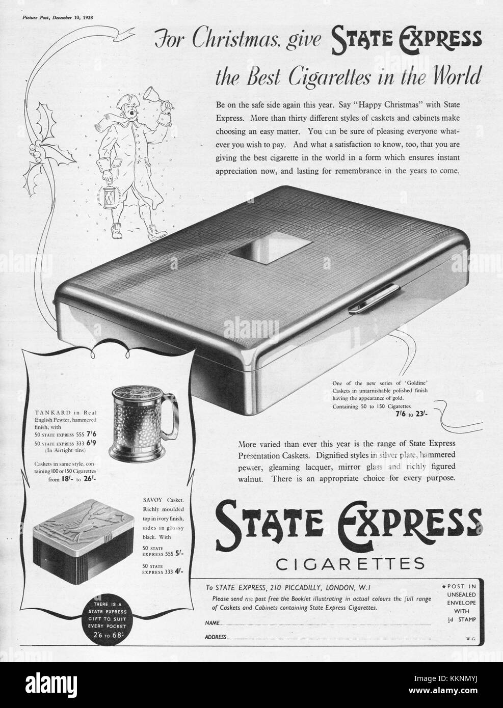 1938 UK Magazine State Express Cigarette Advert Stock Photo - Alamy