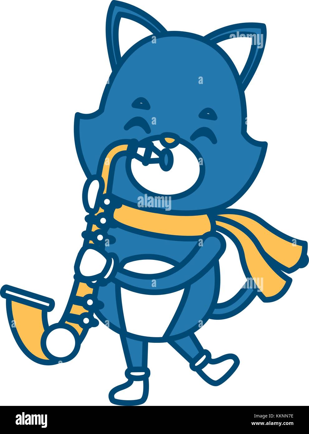 Cute cat playing saxophone cartoon Stock Vector Image & Art - Alamy