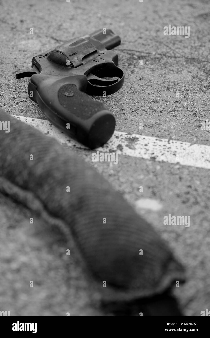 Gun laying on a table, Meillerie, france Stock Photo - Alamy