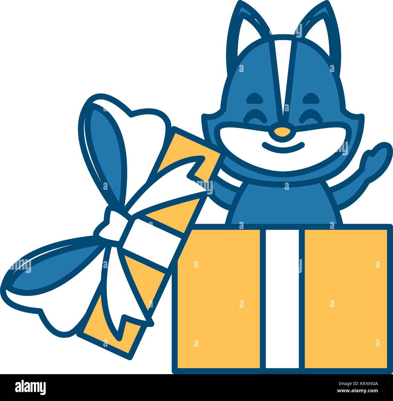 Fox in gift box Stock Vector Image & Art - Alamy