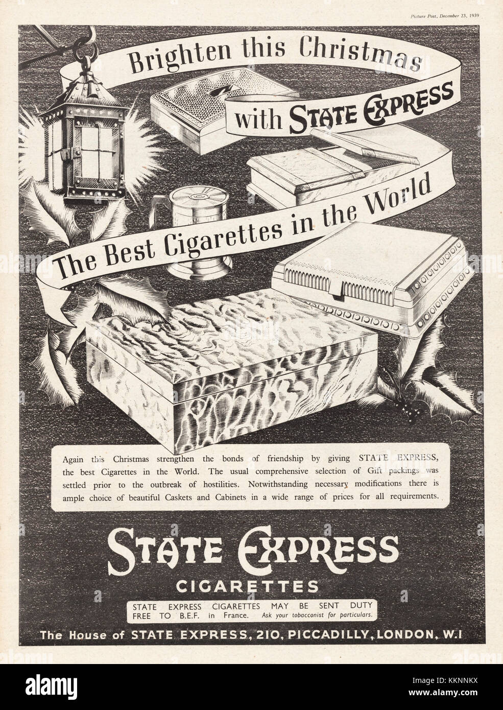 1939 UK Magazine State Express Cigarette Advert Stock Photo - Alamy