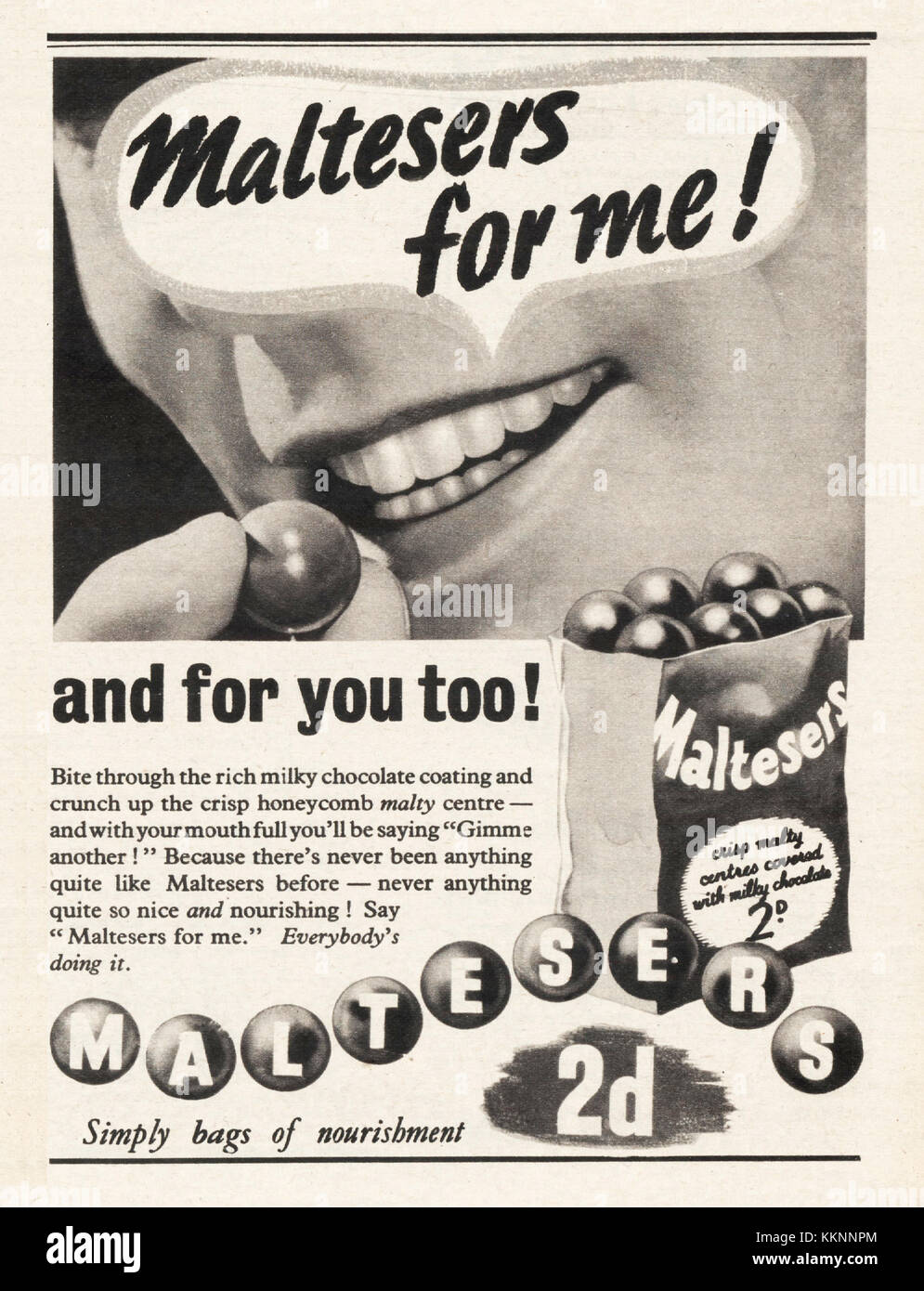 1939 UK Magazine Maltesers Advert Stock Photo - Alamy