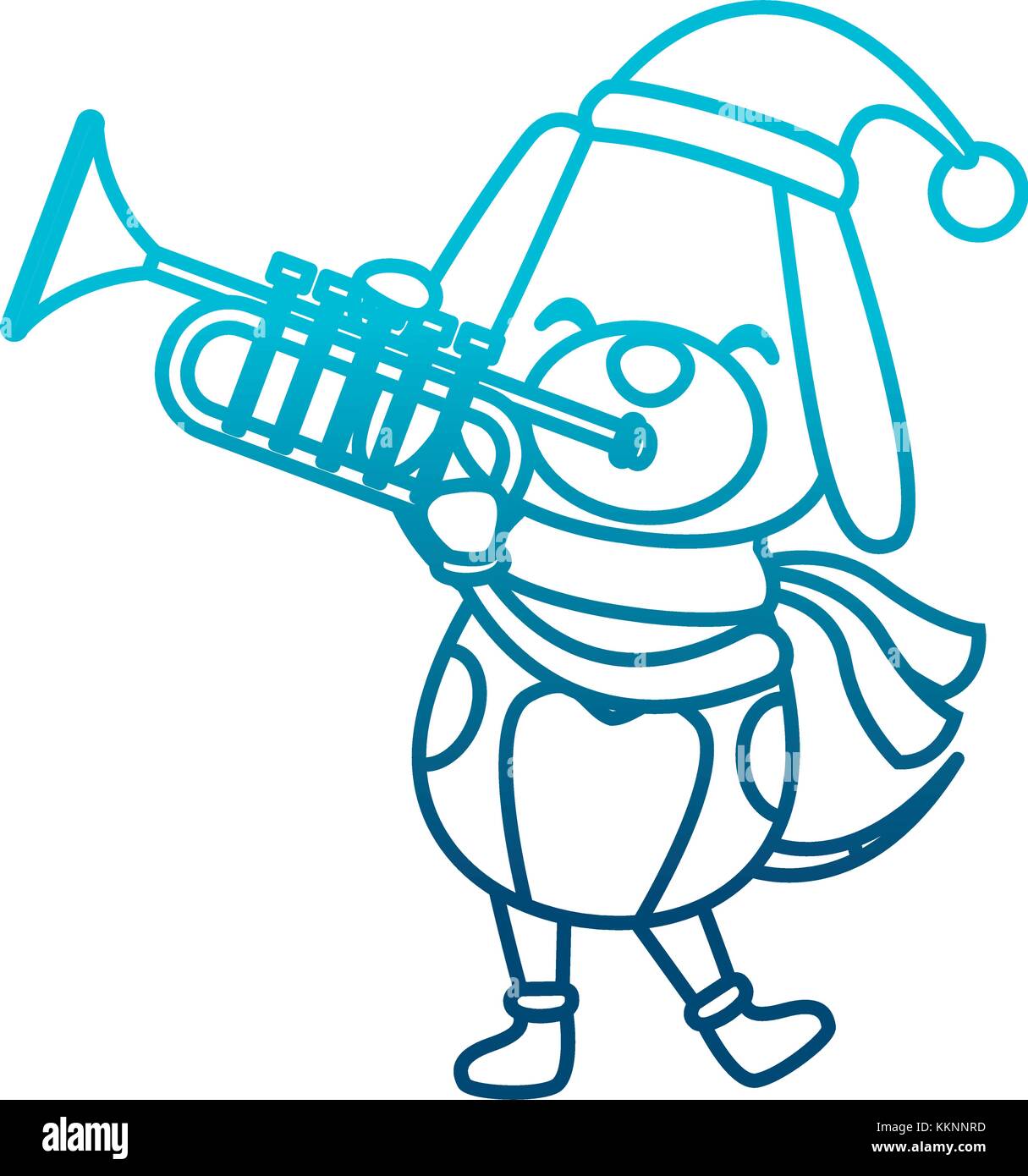 Christmas dog with trumpet cartoon Stock Vector Image & Art - Alamy