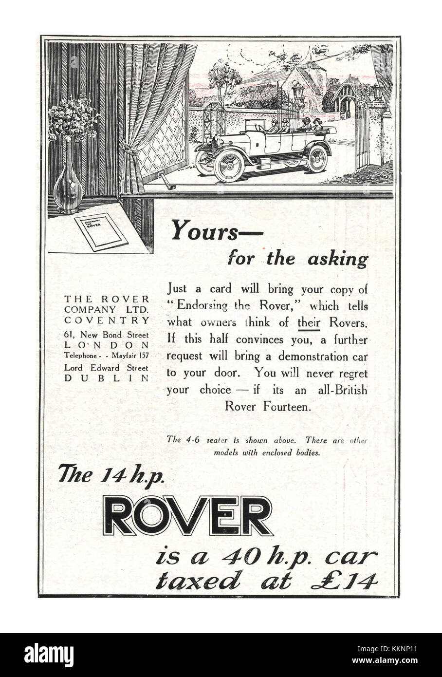 1924 UK Magazine Rover Car Advert Stock Photo - Alamy