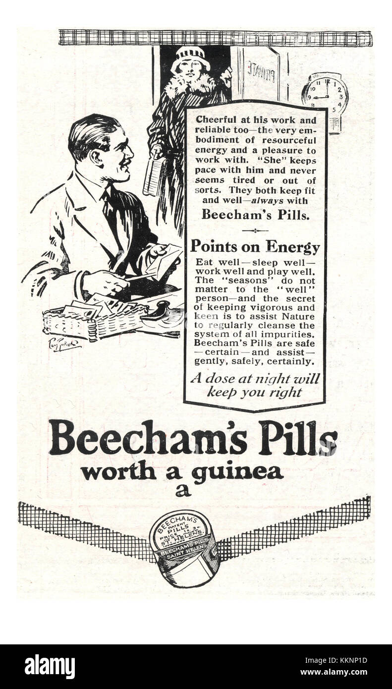 1924 UK Magazine Beechams Pills Advert Stock Photo - Alamy