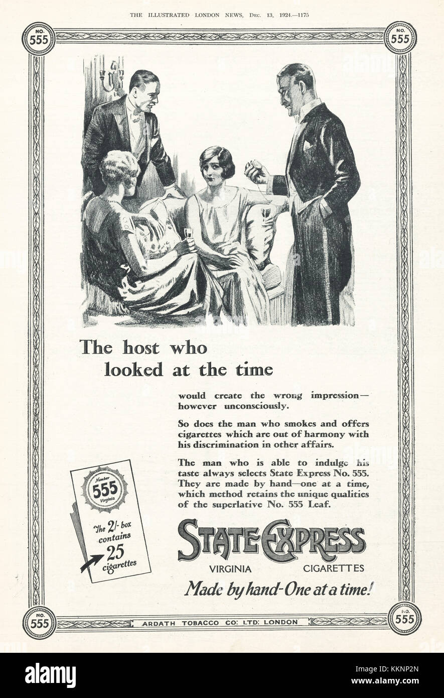 1924 UK Magazine State Express Cigarette Advert Stock Photo - Alamy