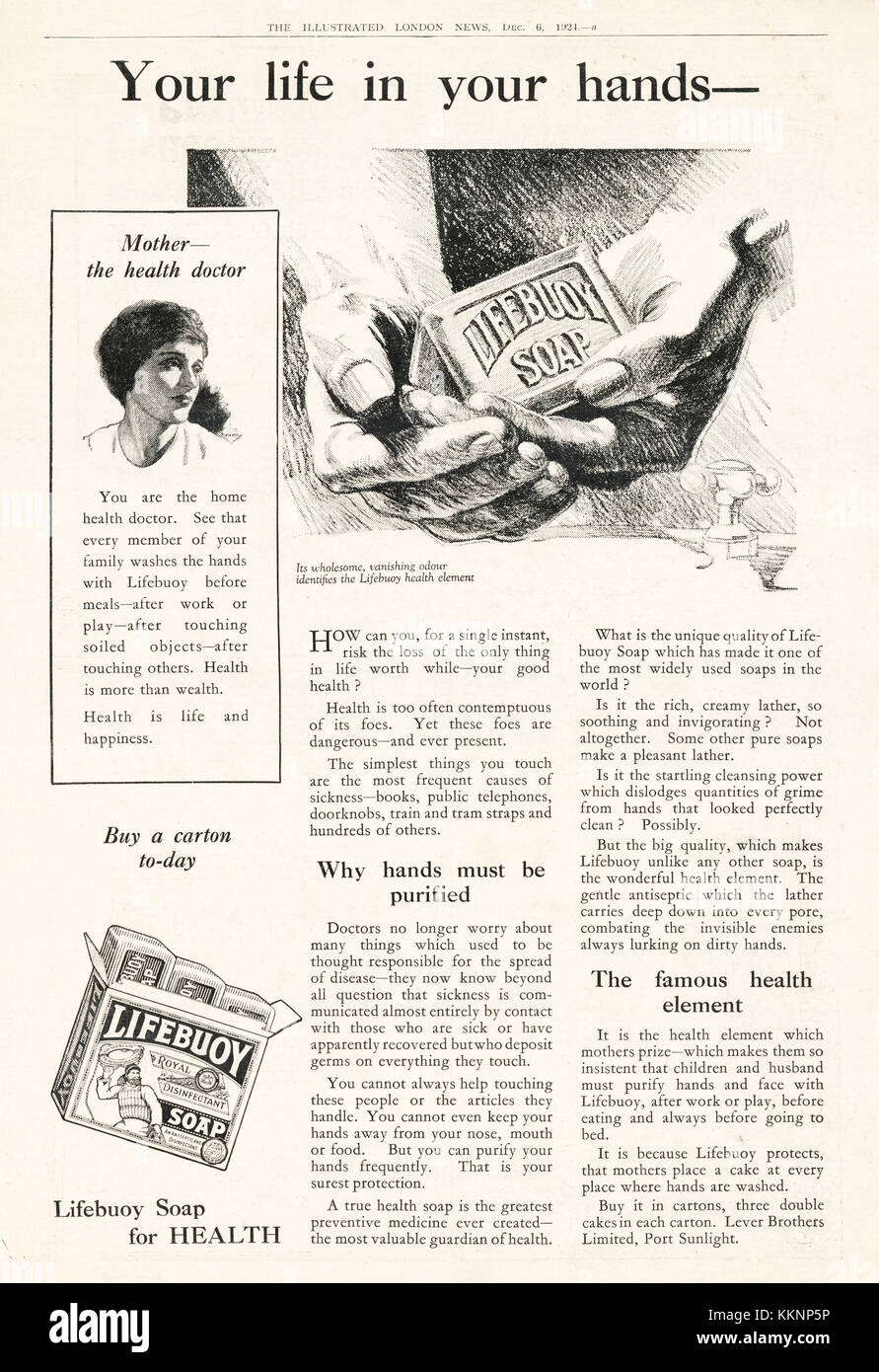 1924 UK Magazine Lifebuoy Soap Advert Stock Photo - Alamy