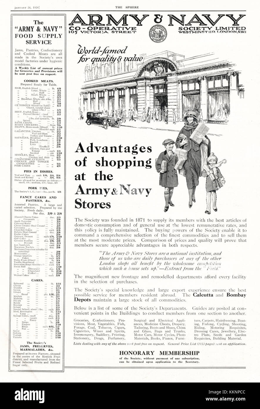 1924 UK Magazine Army & Navy Stores Advert Stock Photo - Alamy